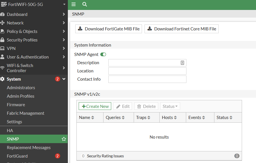 Enable SNMP support | FortiGate / FortiOS 7.0.15 | Fortinet Document Library